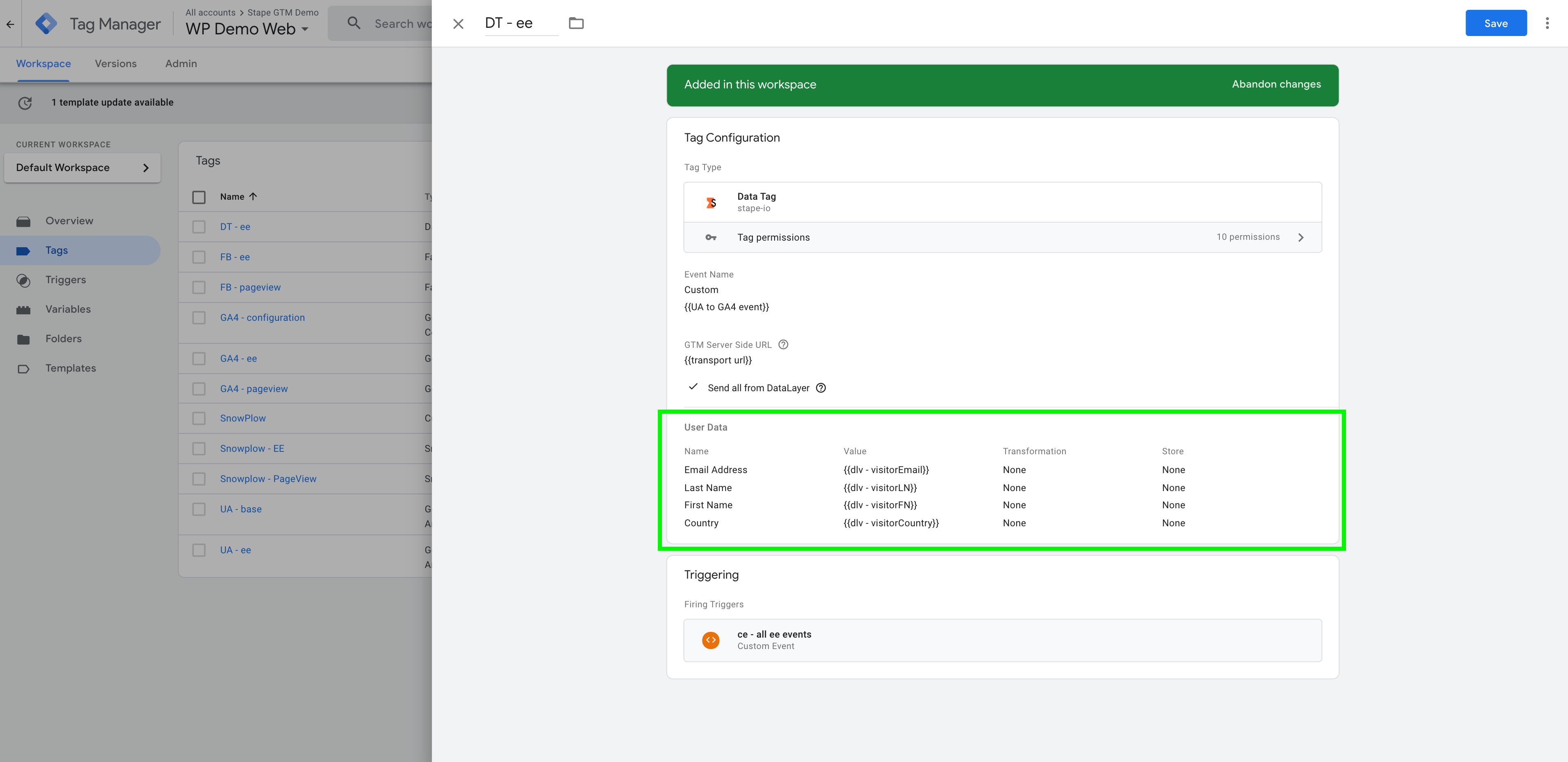 Sending Data From the GTM Web Container to Server Container - Stape