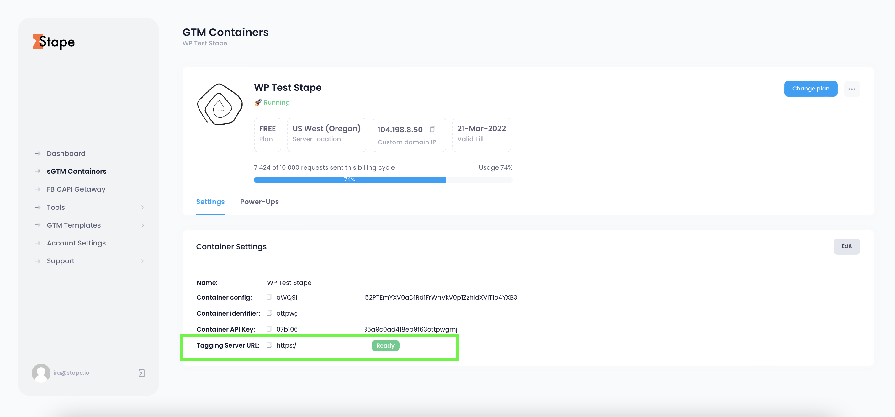 How to set up tagging server URL for server GTM - Stape