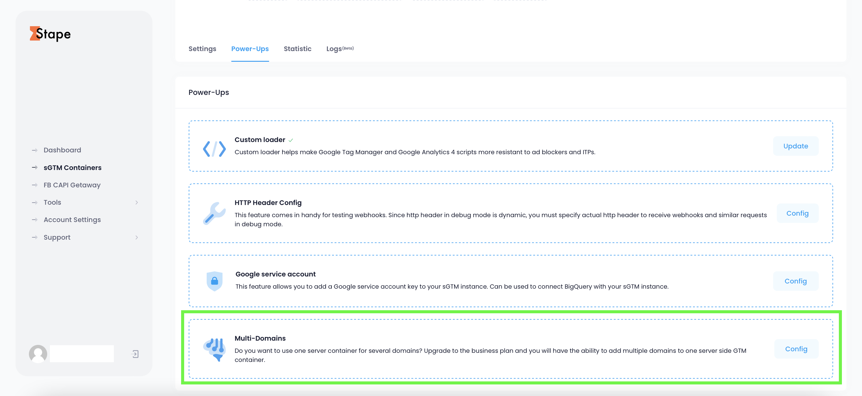 Server-side GTM with multiple domains - Stape
