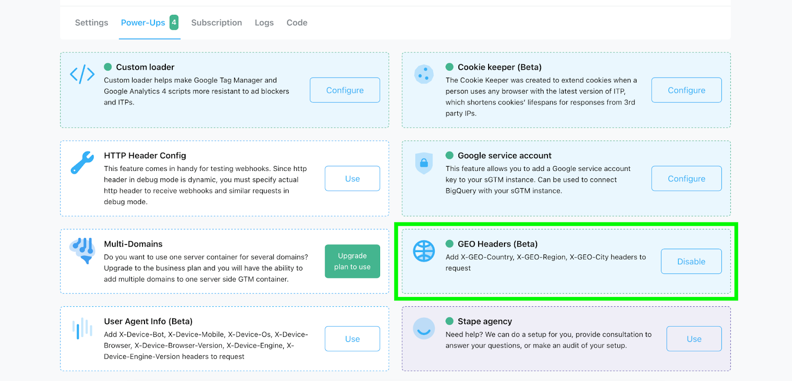Region-specific tags behavior in Google Tag Manager - Stape