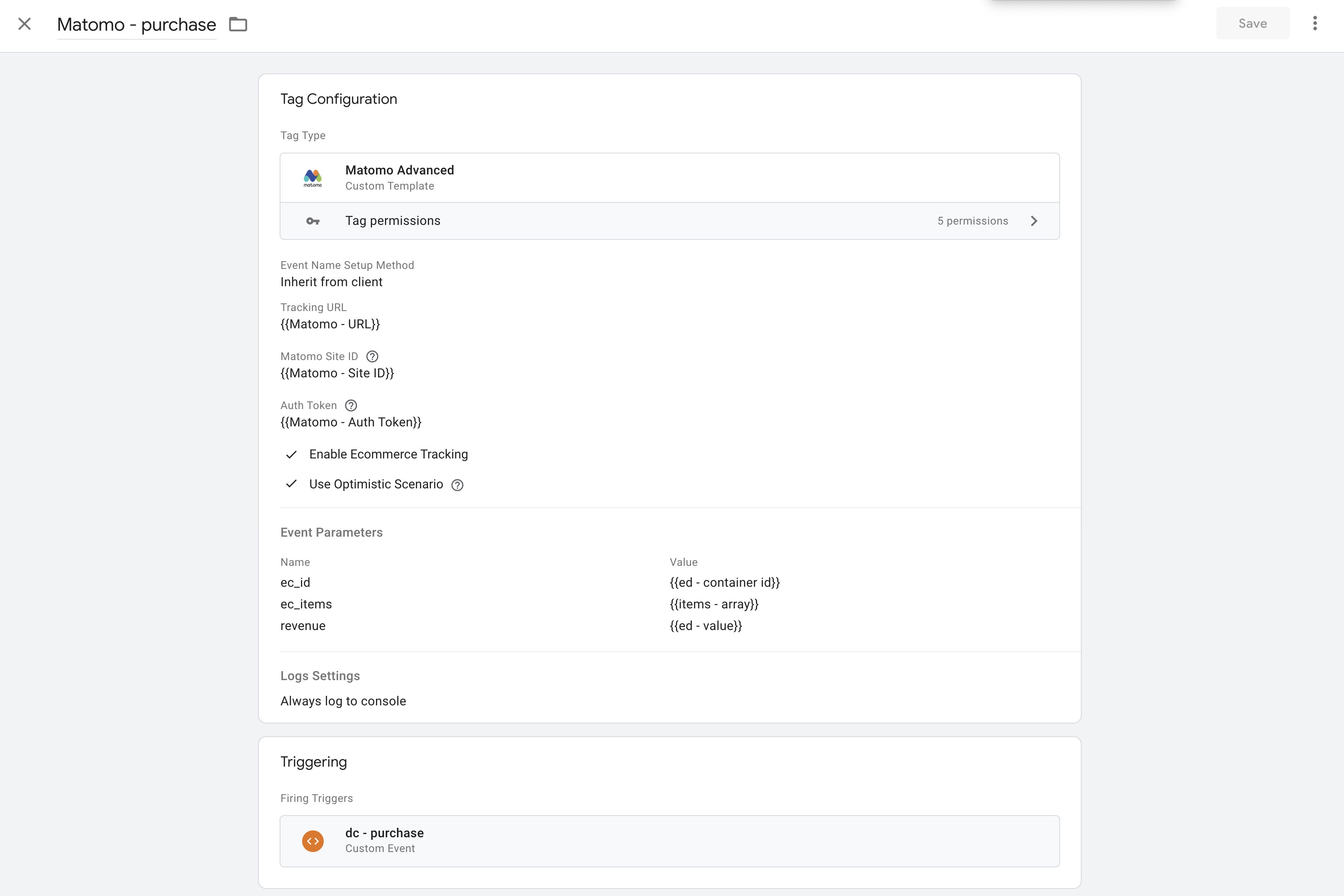 Matomo tag for server GTM - Stape