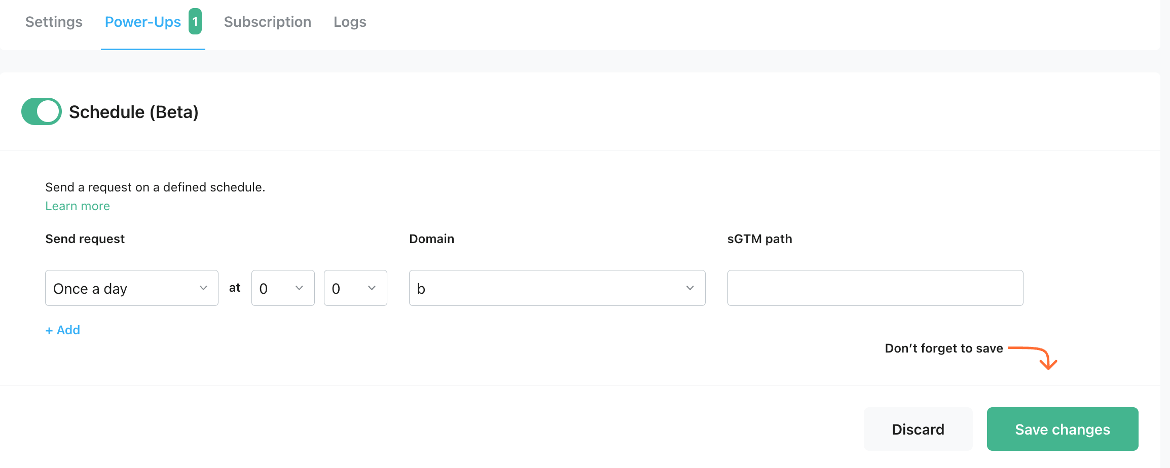 Check our Schedule requests power-up - Stape