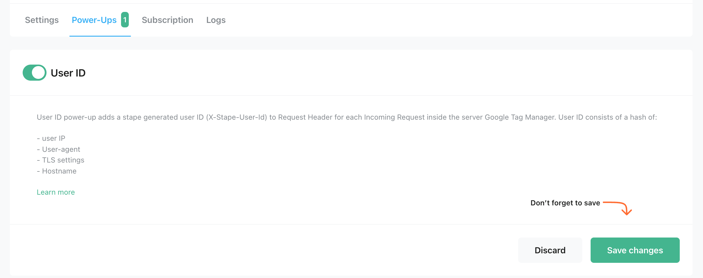 Check our User ID power-up - Stape