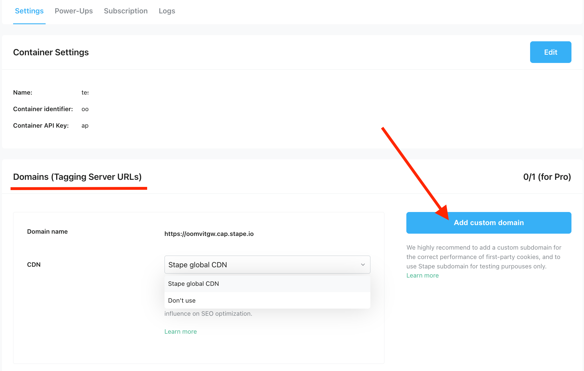 How to set up tagging server URL for server GTM - Stape