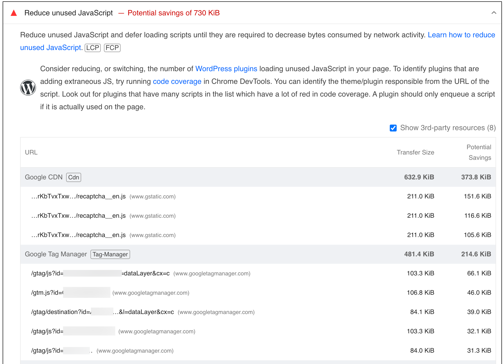 Reduce JavaScript files of GTM in PageSpeed Insights - Stape
