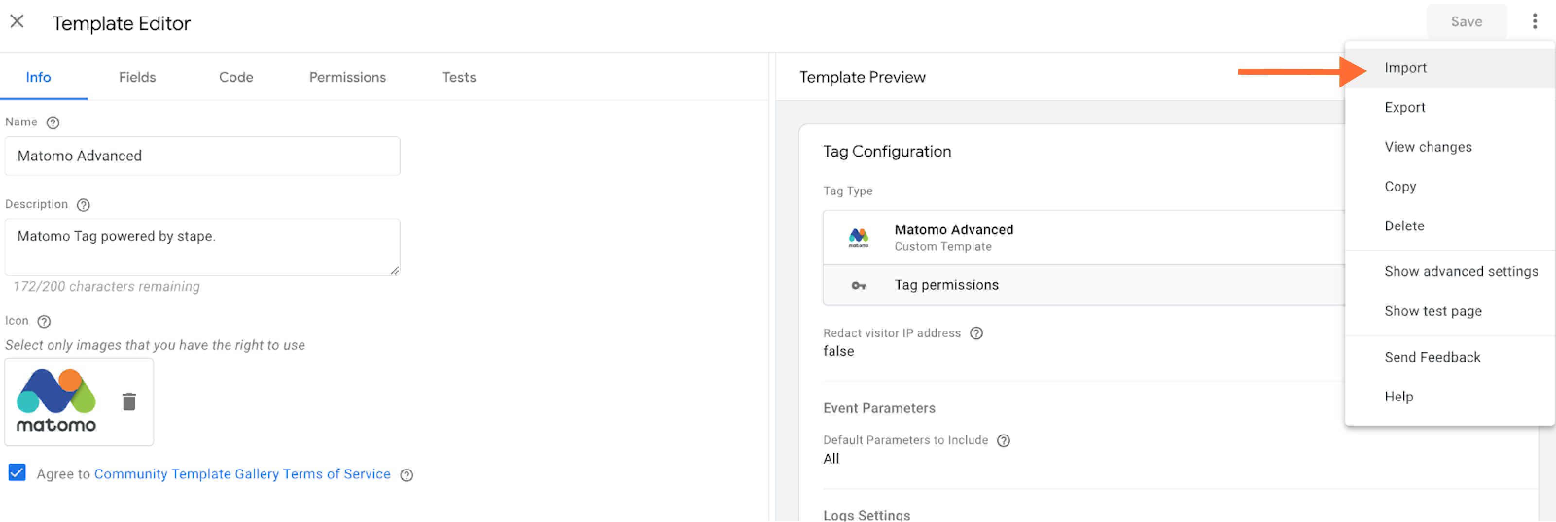 Matomo tag for server Google Tag Manager container - Stape