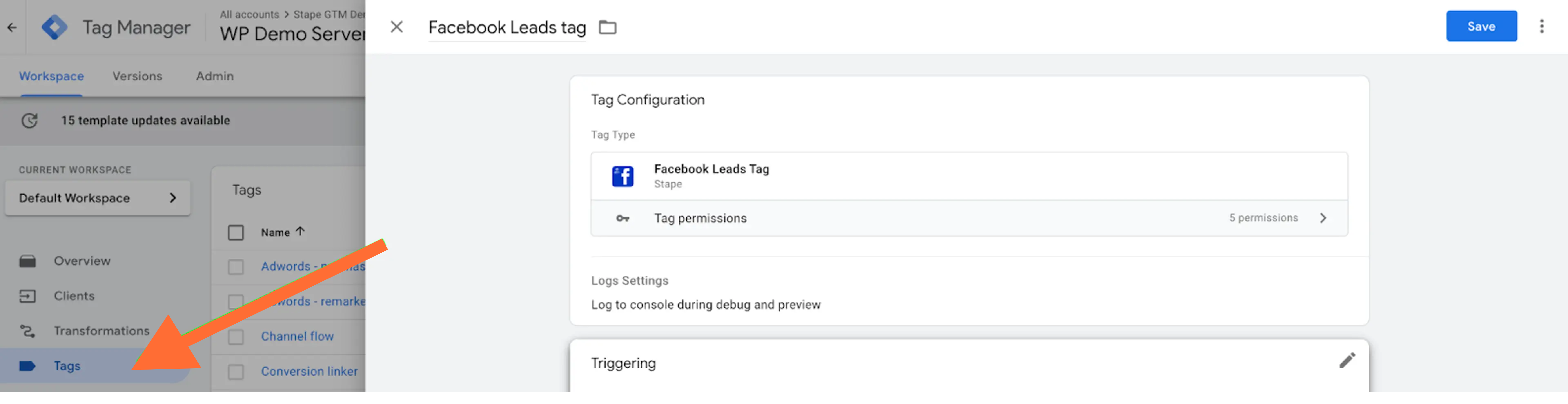 Facebook Leads tag for server Google Tag Manager - Stape