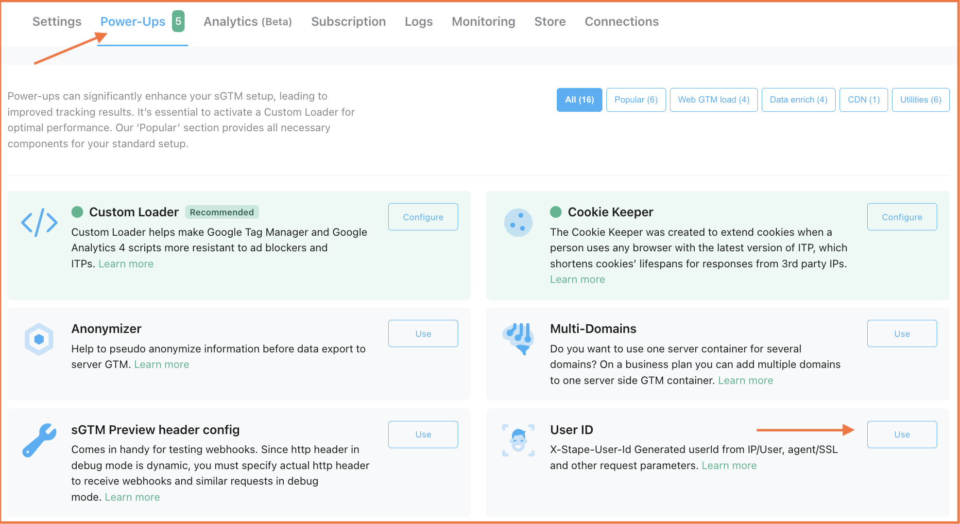 Improve sGTM event data with User IDs using Stape’s power-up