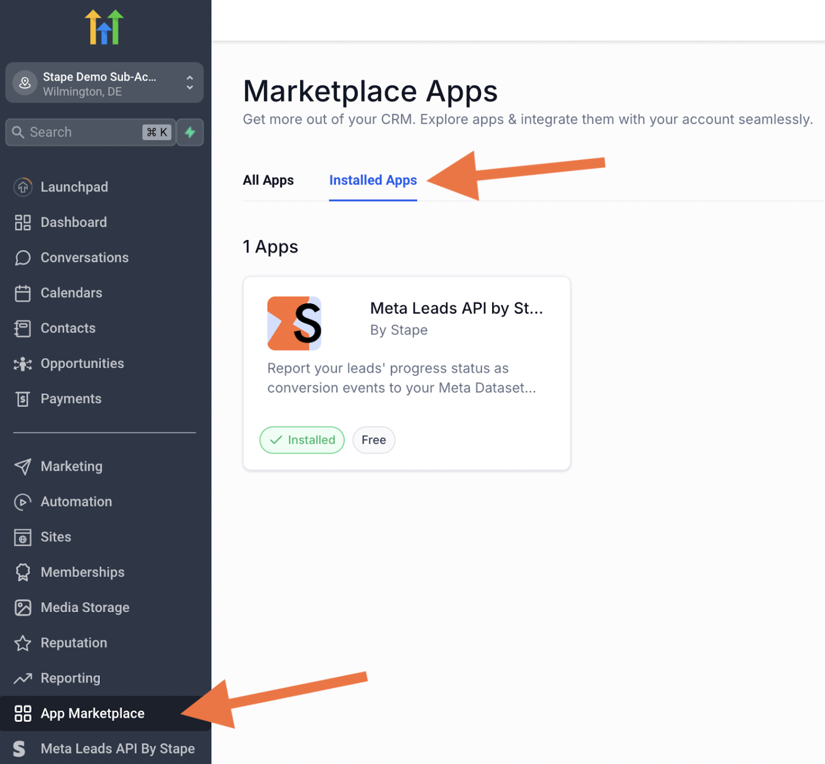 How to set up Meta Conversions API for HighLevel CRM with Stape’s app